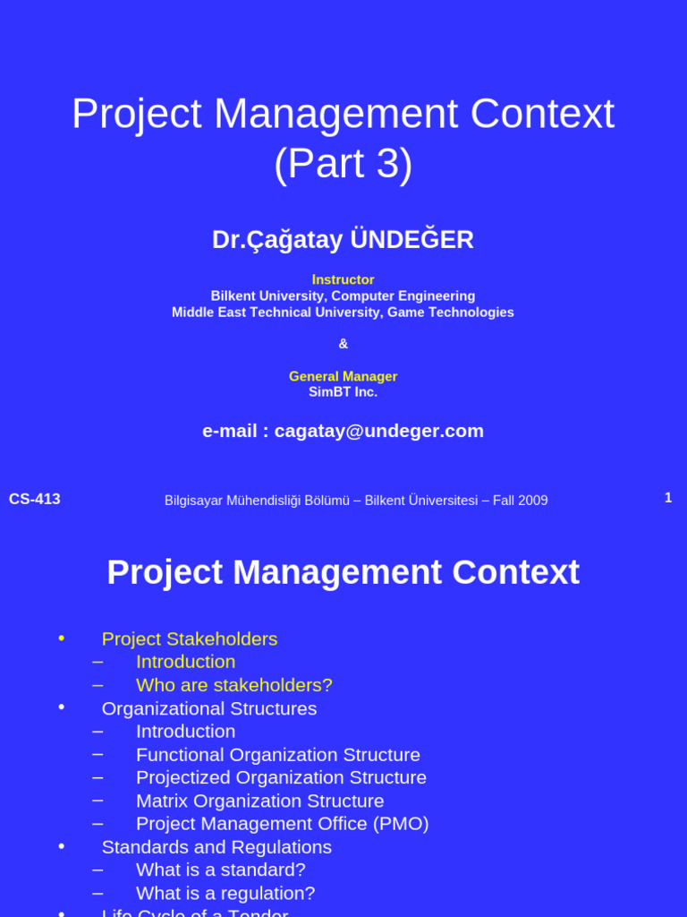 CS413 Sunumu 04 Project Management Context | PDF | Organizational Structure | Employment