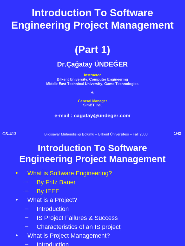 CS413 Sunumu 02 Introduction To Soft - Eng.prj - Man | PDF | Project ...