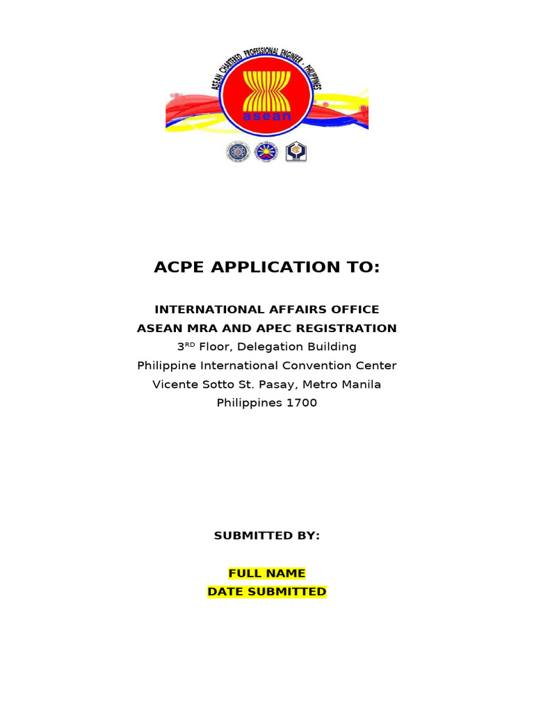 ACPE Application Forms - Template | PDF | Engineer