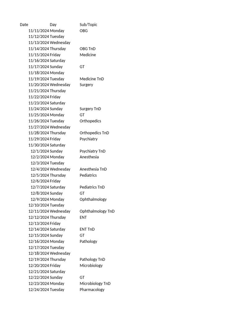 Revised Schedule | PDF