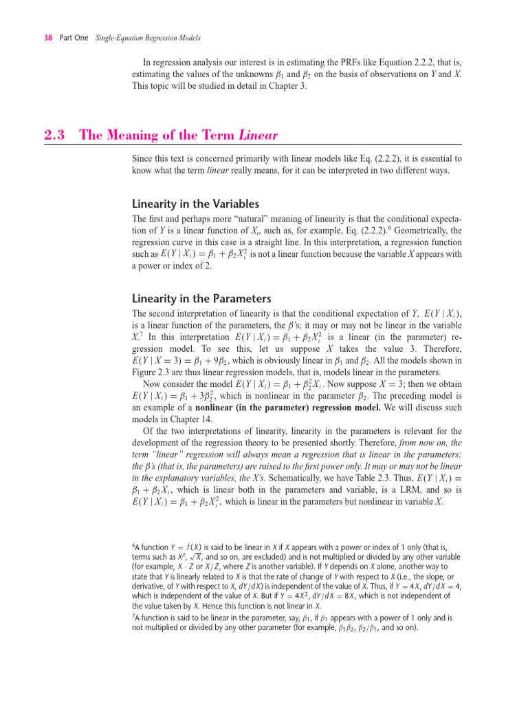 Linearity in Regression, Domodar N Gujrati - Basic Econometrics | PDF ...