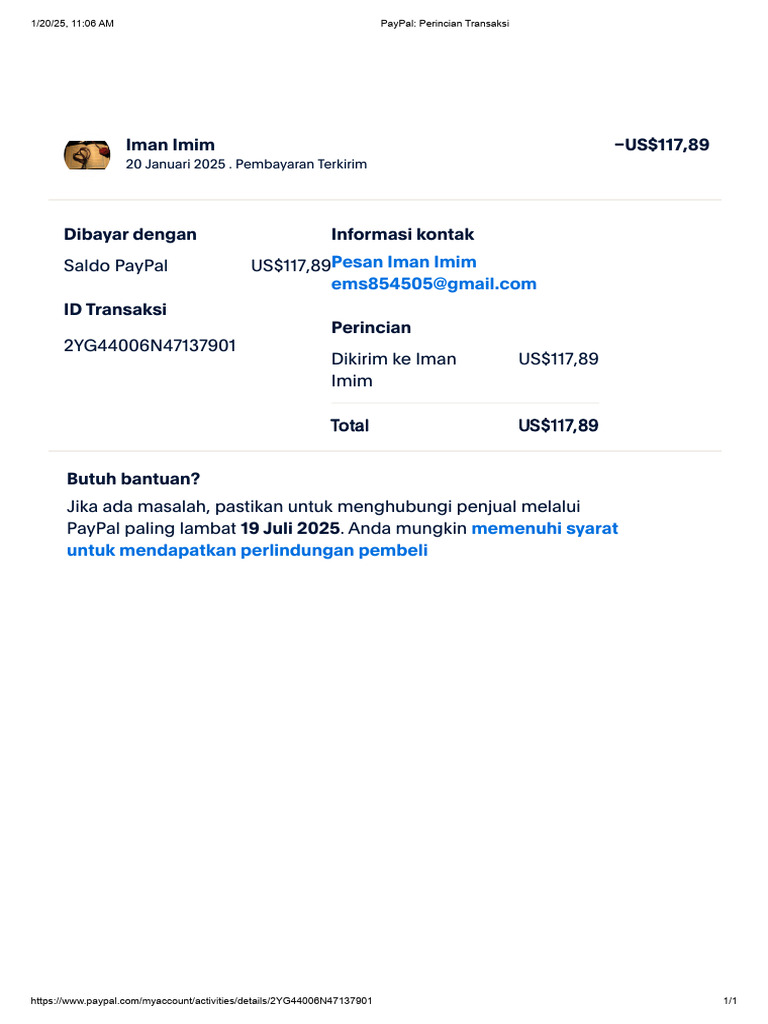 Contoh Laporan Paypal | PDF