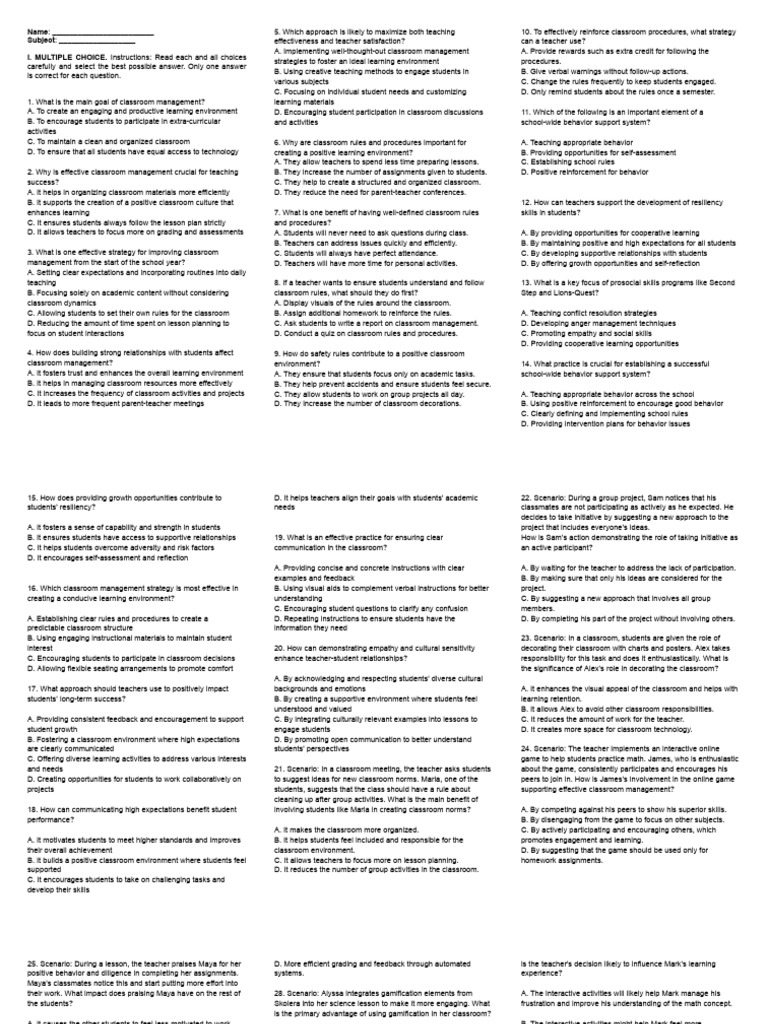 Effective Classroom Management Strategies | PDF | Classroom Management ...