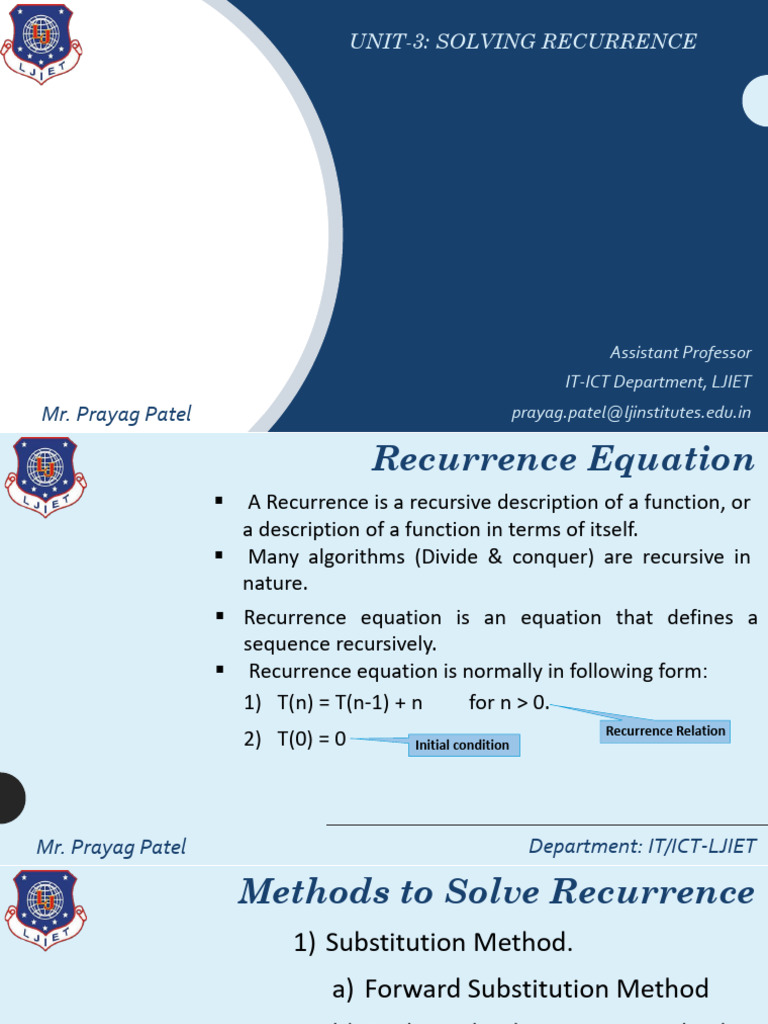 Chapter-3 | PDF | Recurrence Relation | Recursion