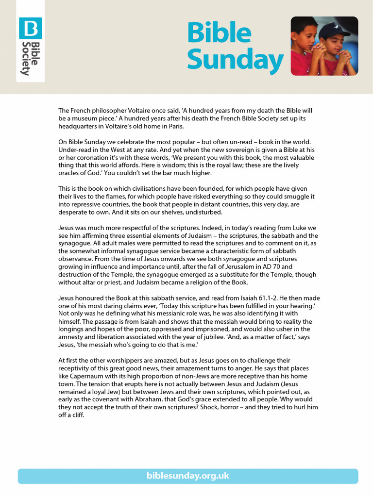 Bible Sunday: Embracing Scripture's Impact | PDF | Jesus | God