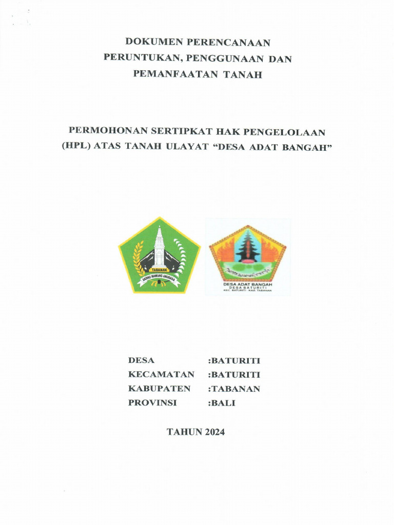 Dokumen Perencanaan Peruntukan, Penggunaan Dan Pemanfaatan Tanah | PDF