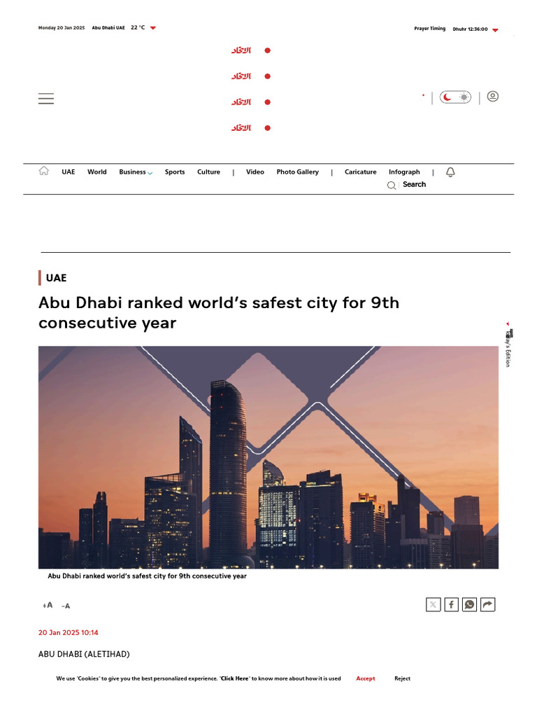 Abu Dhabi Ranked World’s Safest City for 9th Consecutive Year - Aletihad News Center | PDF ...