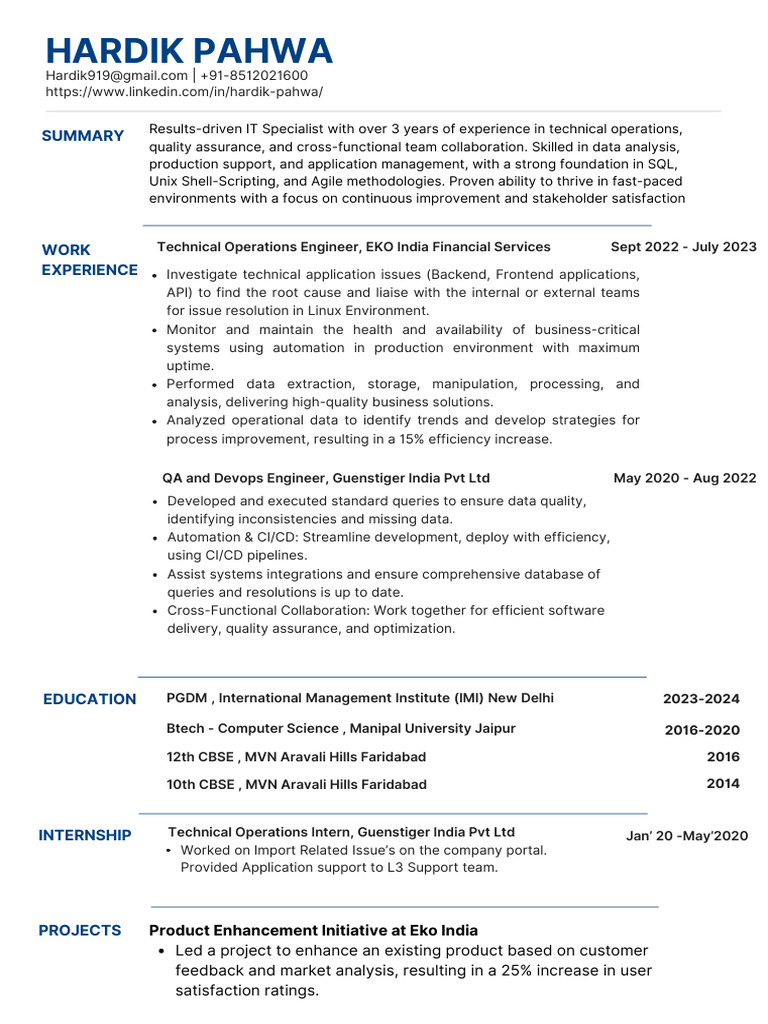 Hardik Pahwa Resume | PDF | Agile Software Development | Data