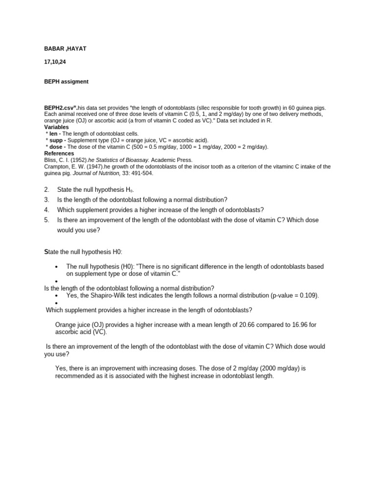 BEPH ASSIGMENT 4 | PDF