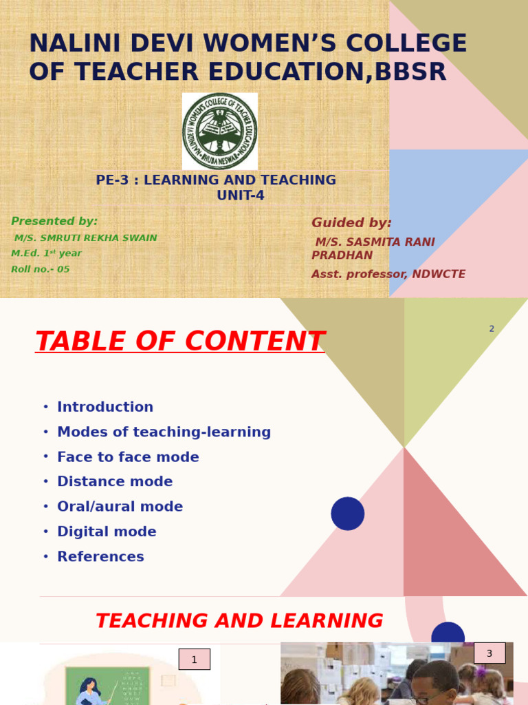 Teaching and Learning Modes Overview | PDF | Learning | Distance Education
