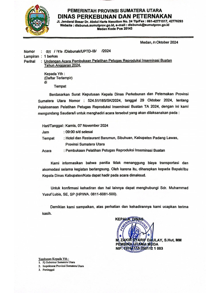Undangan Acara Pembukaan Pelatihan Petug | PDF