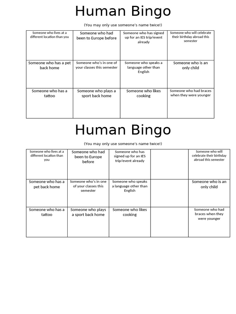Human Bingo Icebreaker (2) | PDF