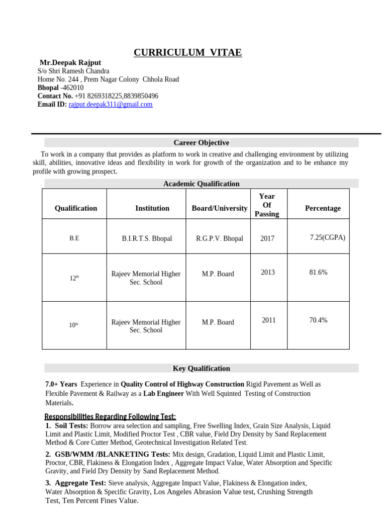 CV(1)-10-01-2025 | PDF | Concrete | Materials