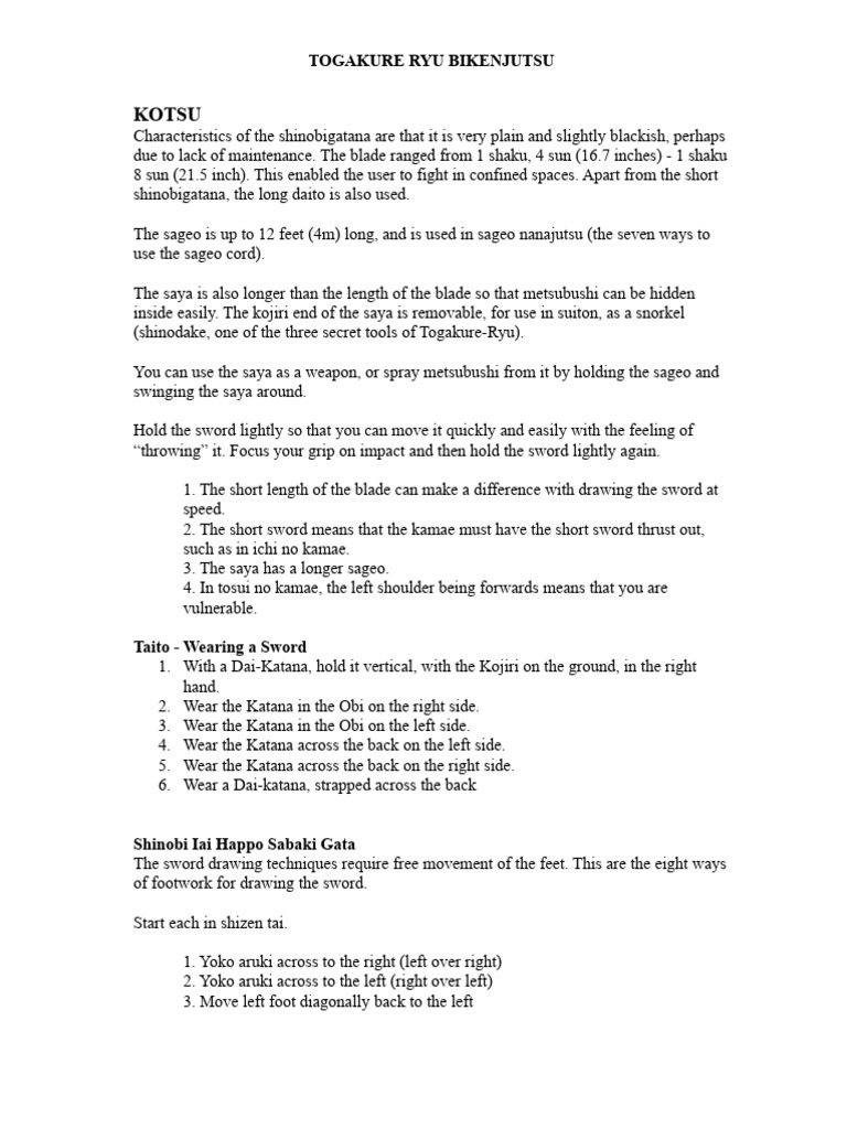 Togakure Ryu Bikenjutsu PDF Free | PDF | Japanese Martial Arts