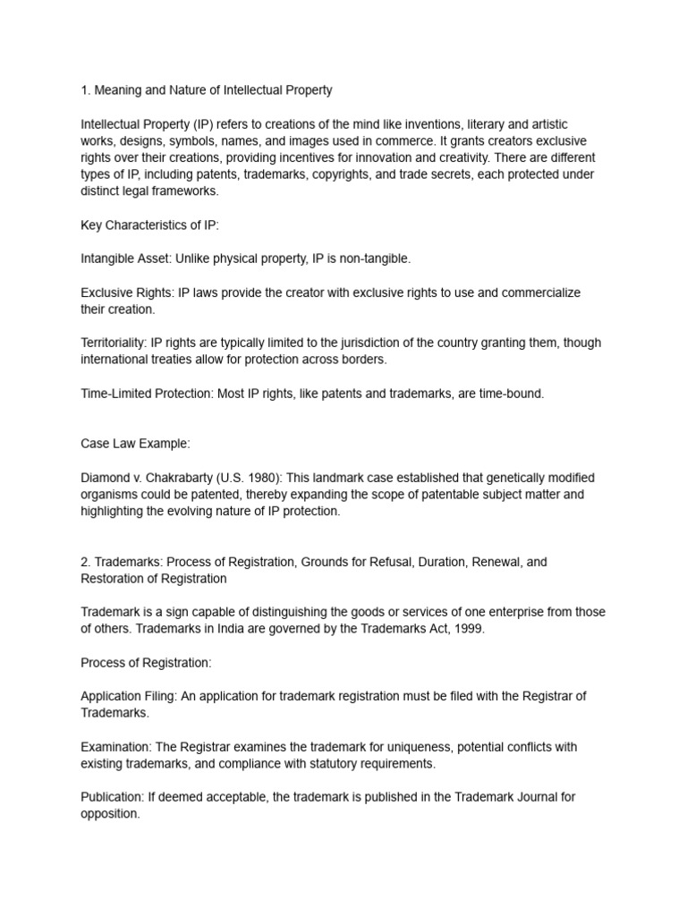 IPR notes | PDF | Trademark | Intellectual Property