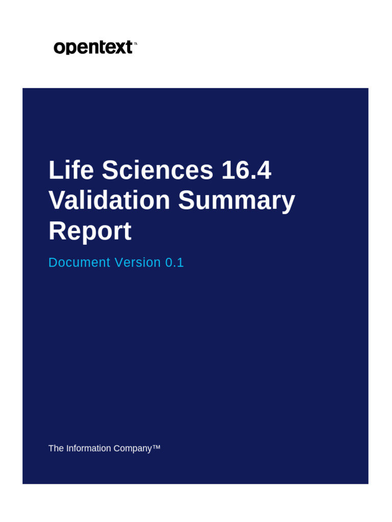 Life Sciences 16.4 Solutions Validation Summary Report | PDF ...