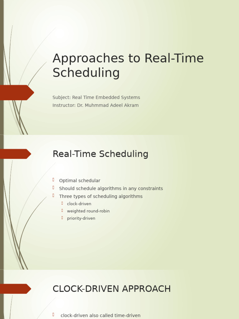 Approaches For Real Time Scheduling - 11 | PDF | Scheduling (Computing) | Computer Architecture