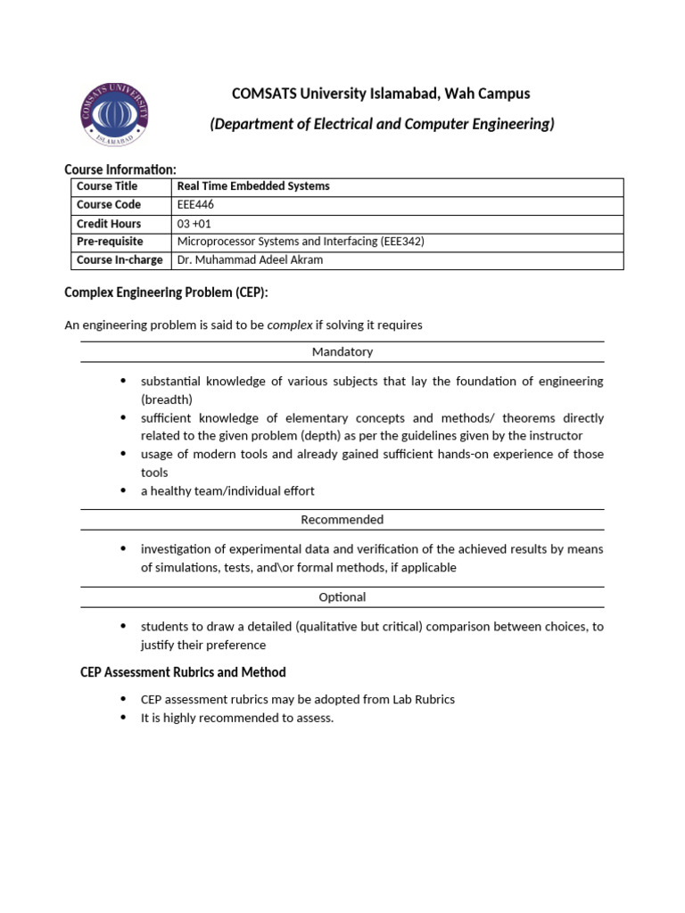 Complex Engineering Problem-RTES Spring 2022 | PDF | Engineering ...