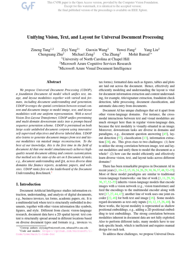 UDOP: Unified Document Processing Model | PDF | Artificial Intelligence ...