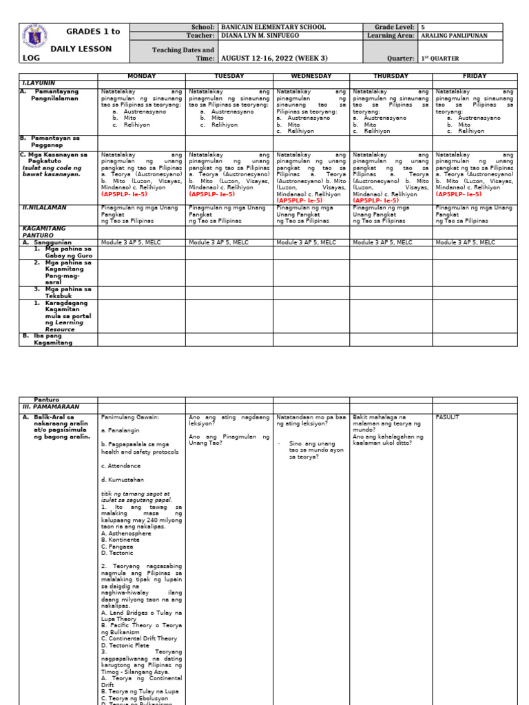DLL Week 3 Ap 5 | PDF