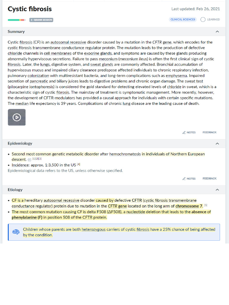 Cystic fibrosis | PDF