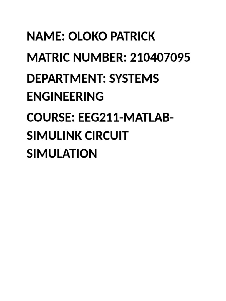 Matlab - Simulink Circuit Simulation | PDF