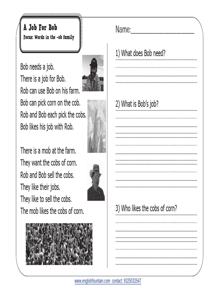 Gr1 Wk11 A Job For Bob | PDF