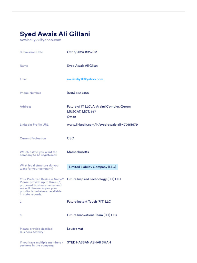 Syed Awais Ali Gillani | PDF