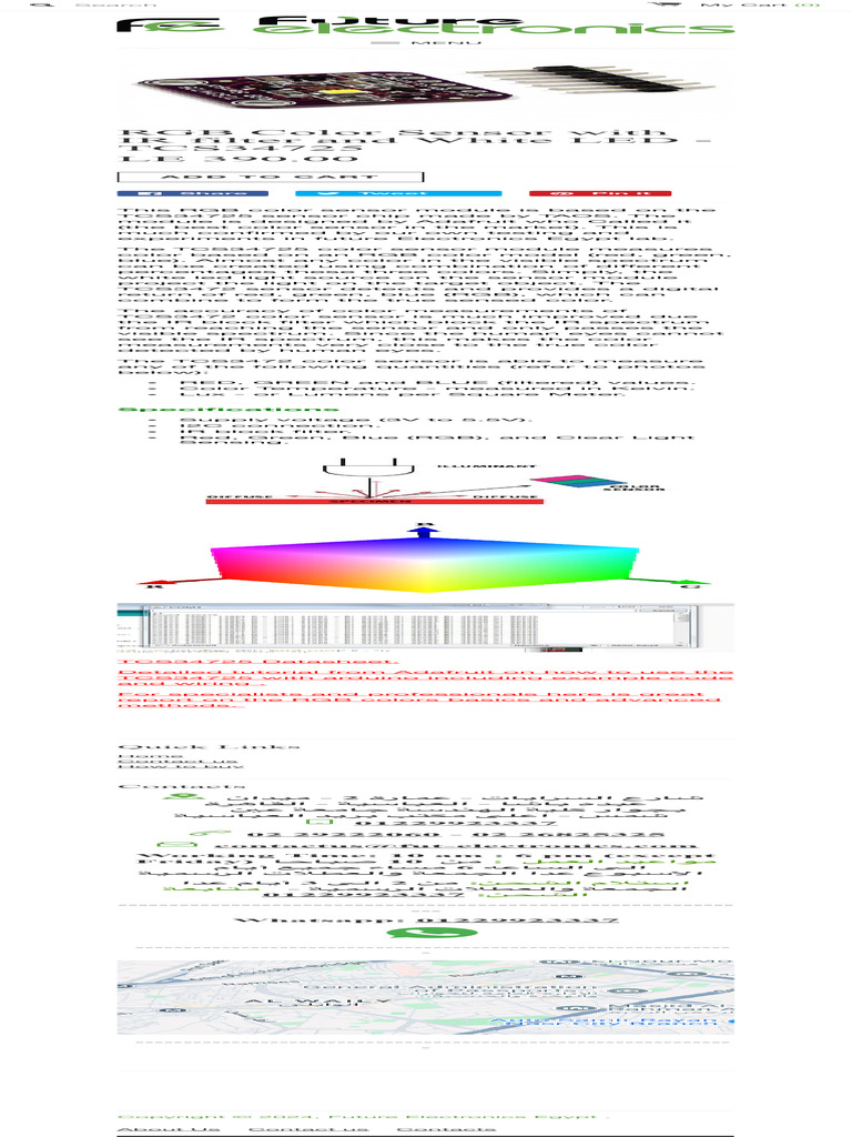 RGB Color Sensor With IR Filter and White LEDTCS34725 - Future ...