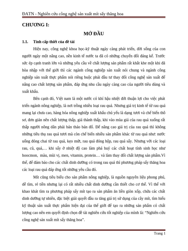 (123doc) Luan Van Cong Nghe Thuc Pham Nghien Cuu Cong Nghe San Xuat Mit Say Thang Hoa | PDF