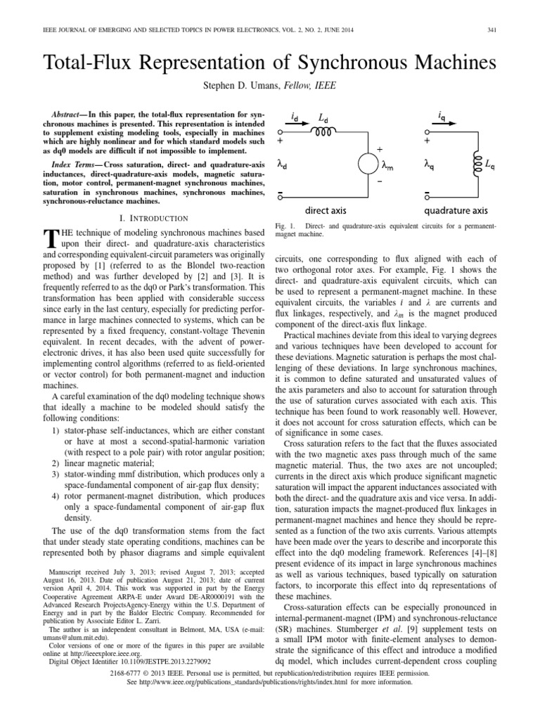 Total-Flux Representation of Synchronous Machines | PDF | Electric Motor | Inductance