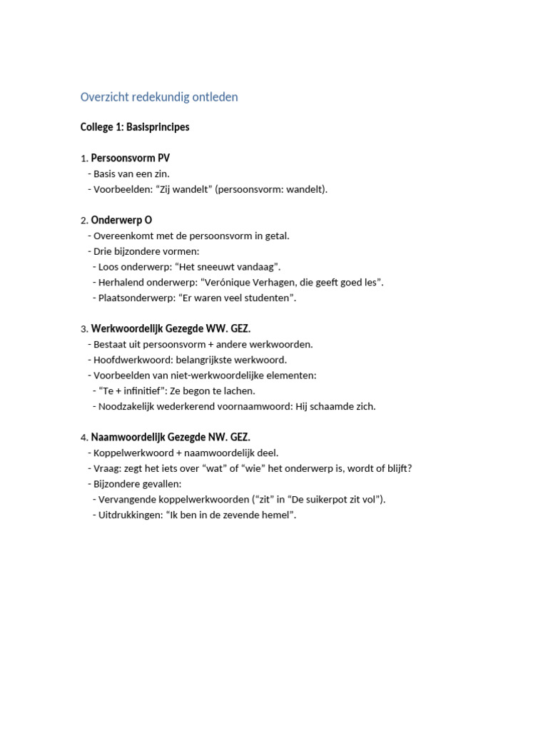 Overzicht Redekundig Ontleden | PDF