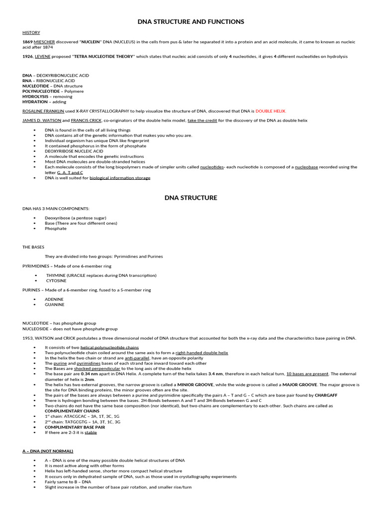 Gen Bio 2 Reviewer Notes | PDF | Dna | Nucleic Acids