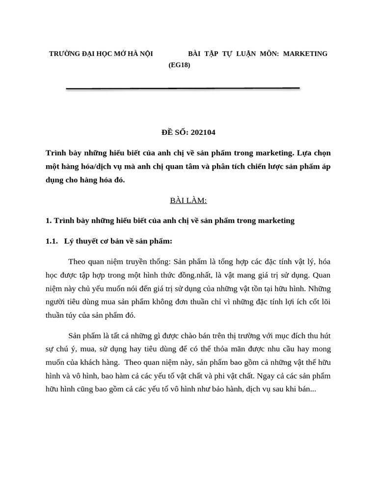 BTTL Marketing căn bản | PDF