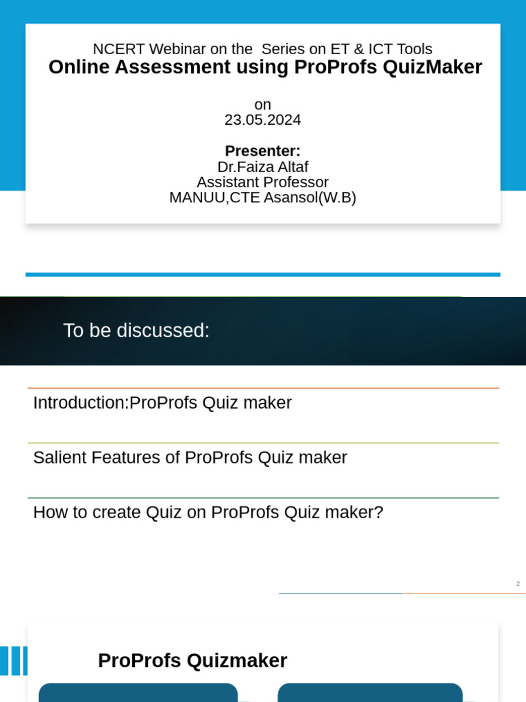 ProProfs QuizMaker Webinar Overview | PDF