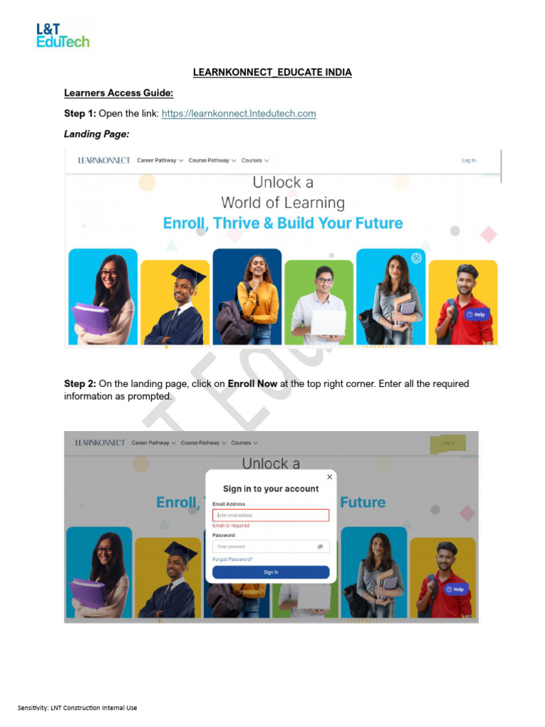 Learners Access Guide for LNT EduTech | PDF