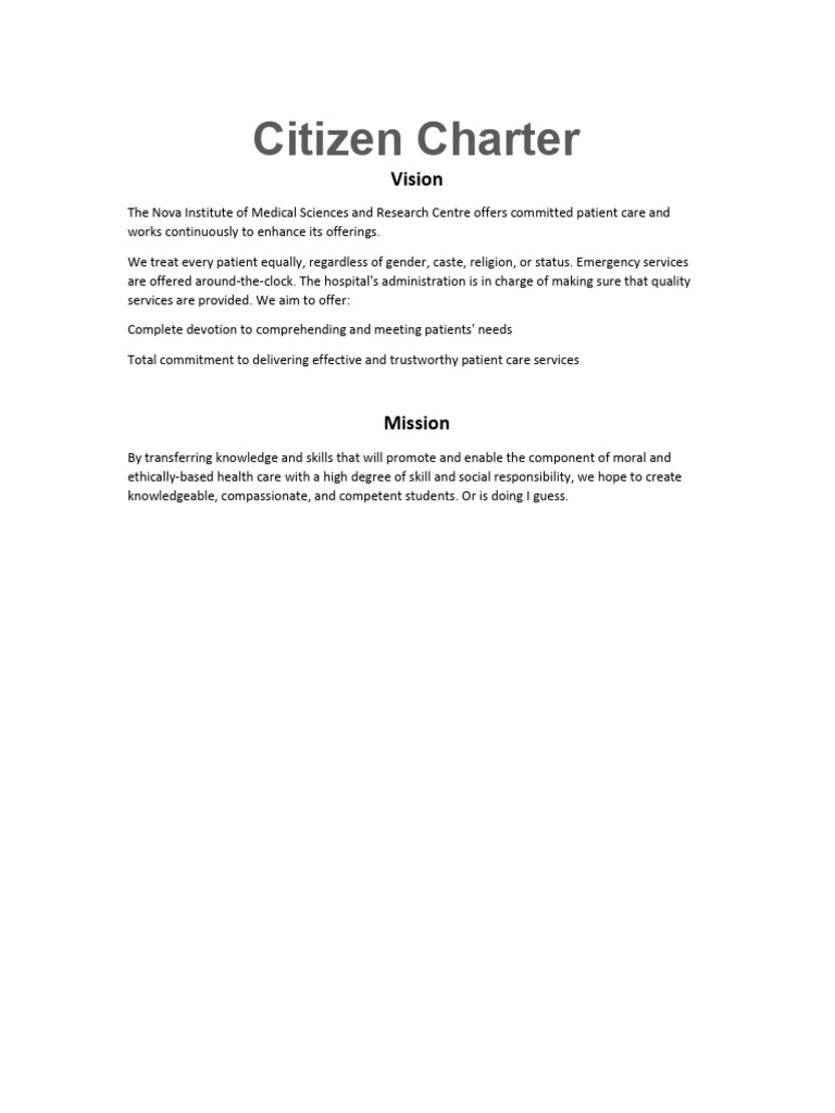 Citizen Charter | PDF