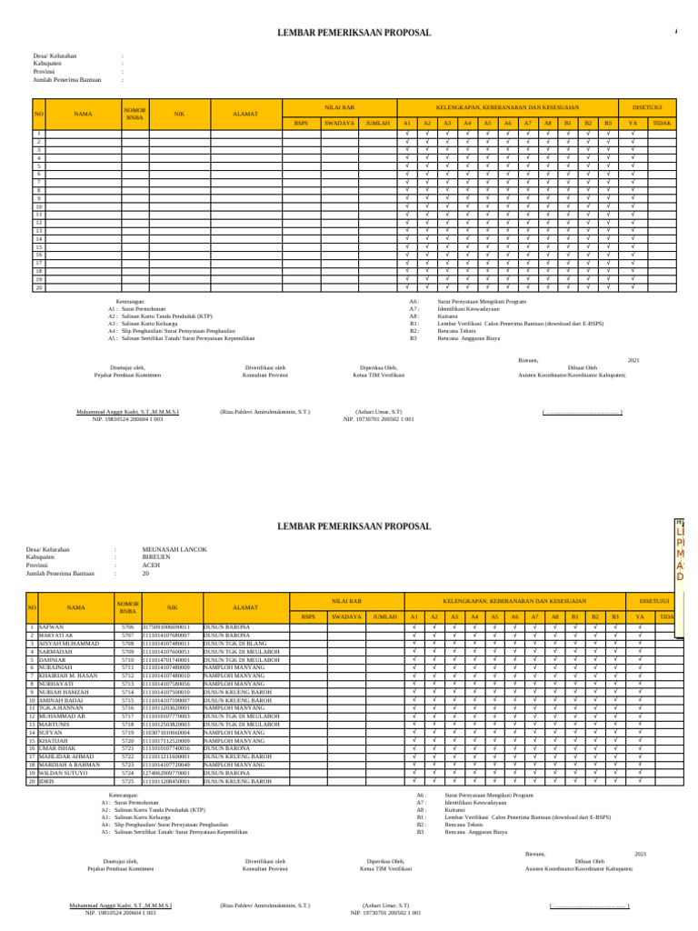 Lembar Pemeriksaan Proposal | PDF