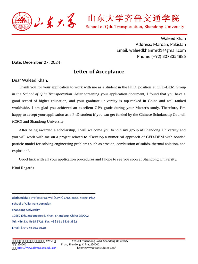 Acceptance Letter | PDF