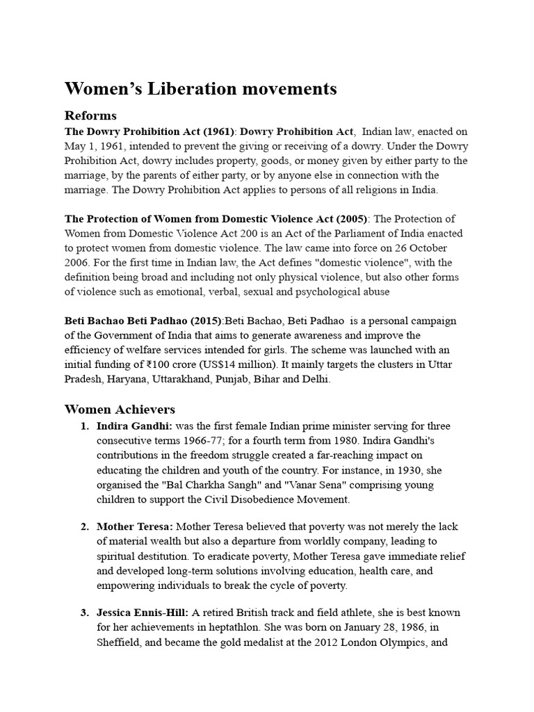 Women's Liberation Movements | PDF