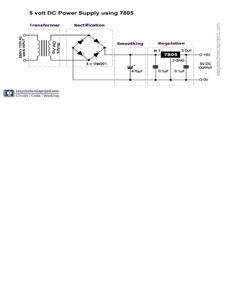 5V Power Supply Circuit 7805 Pic 3 | PDF