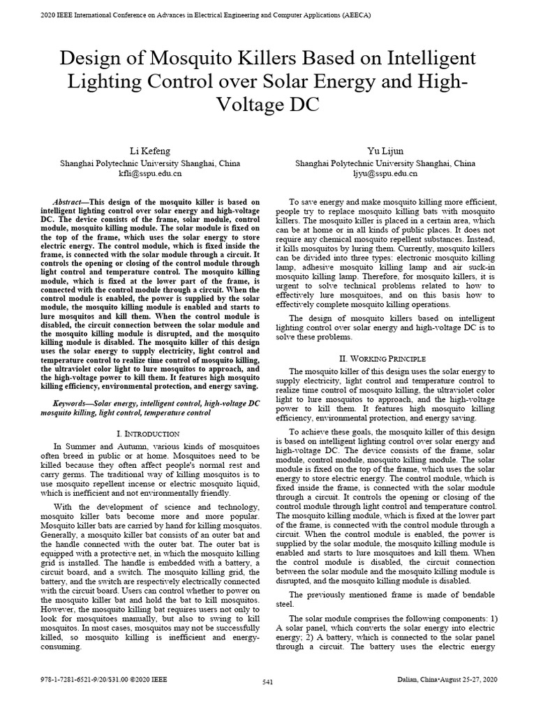 Solar-Powered Intelligent Mosquito Killer | PDF | Rectifier | Solar Panel