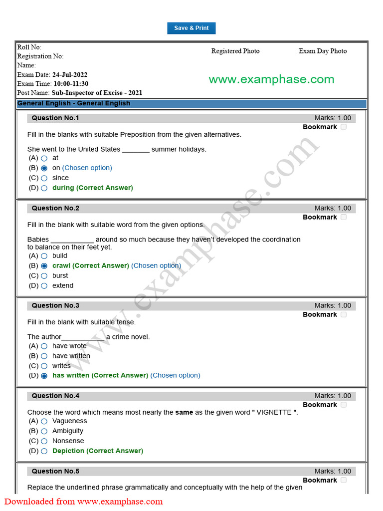 OSSC Excise Sub Inspector Question Paper 24th July 2022 1st Shift | PDF