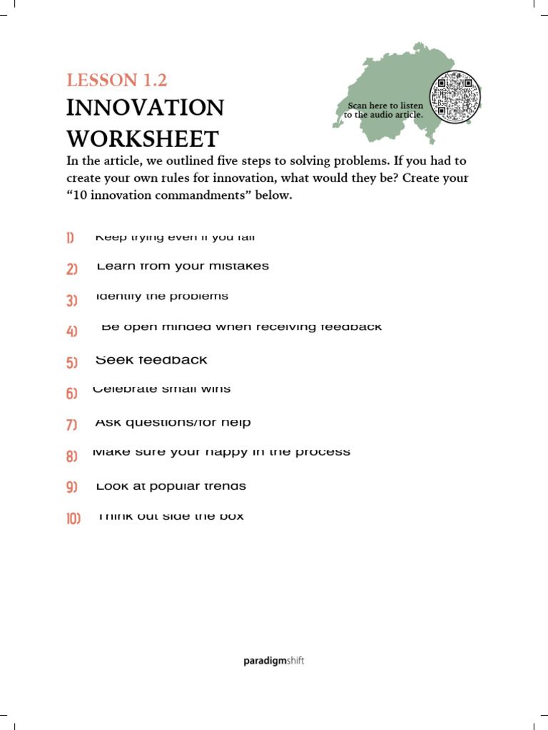 Innovation Worksheet | PDF