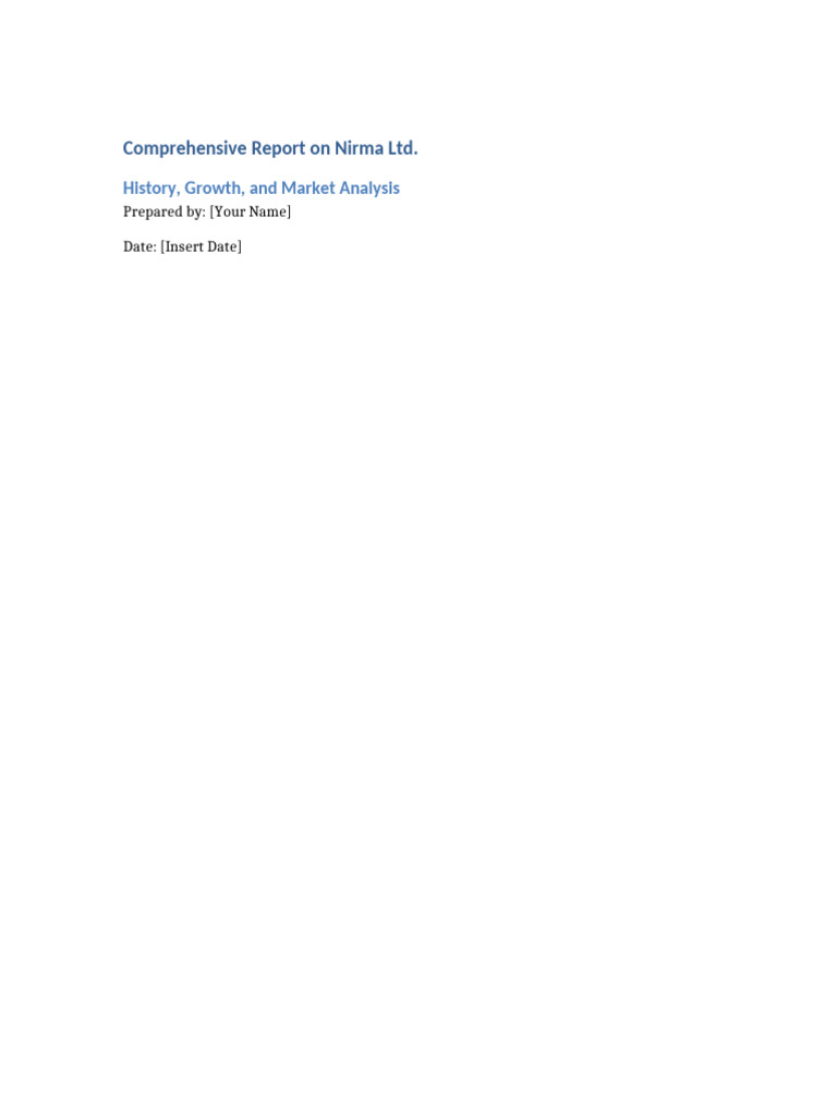 Nirma Ltd: Growth and Market Insights | PDF