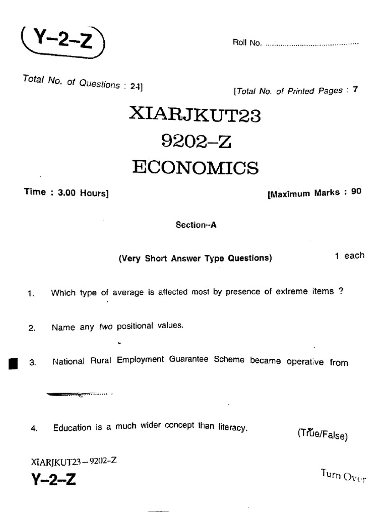 JK Bose Class 11 Economics 9202 Z 2023 | PDF