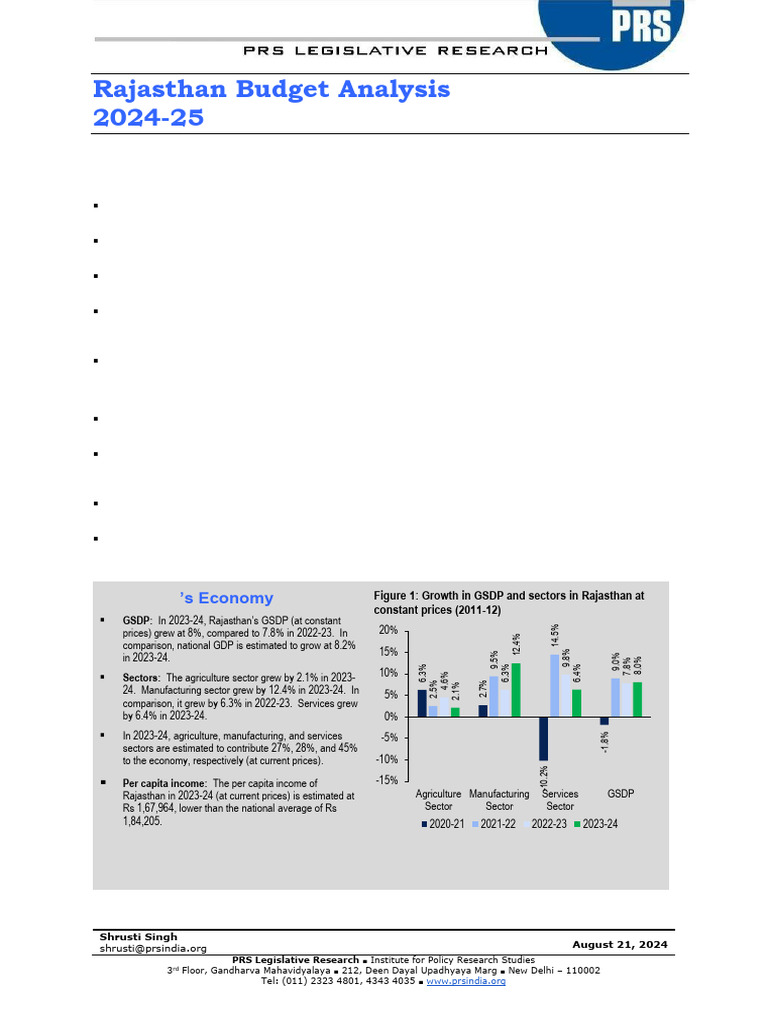 Rajasthan Budget 2024-25 Overview | PDF | Government Budget Balance ...