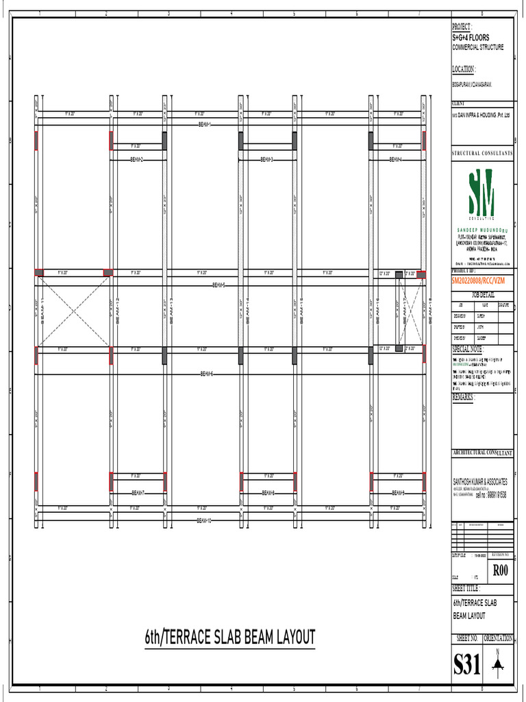 6th Floor Beam Layout Plan | PDF