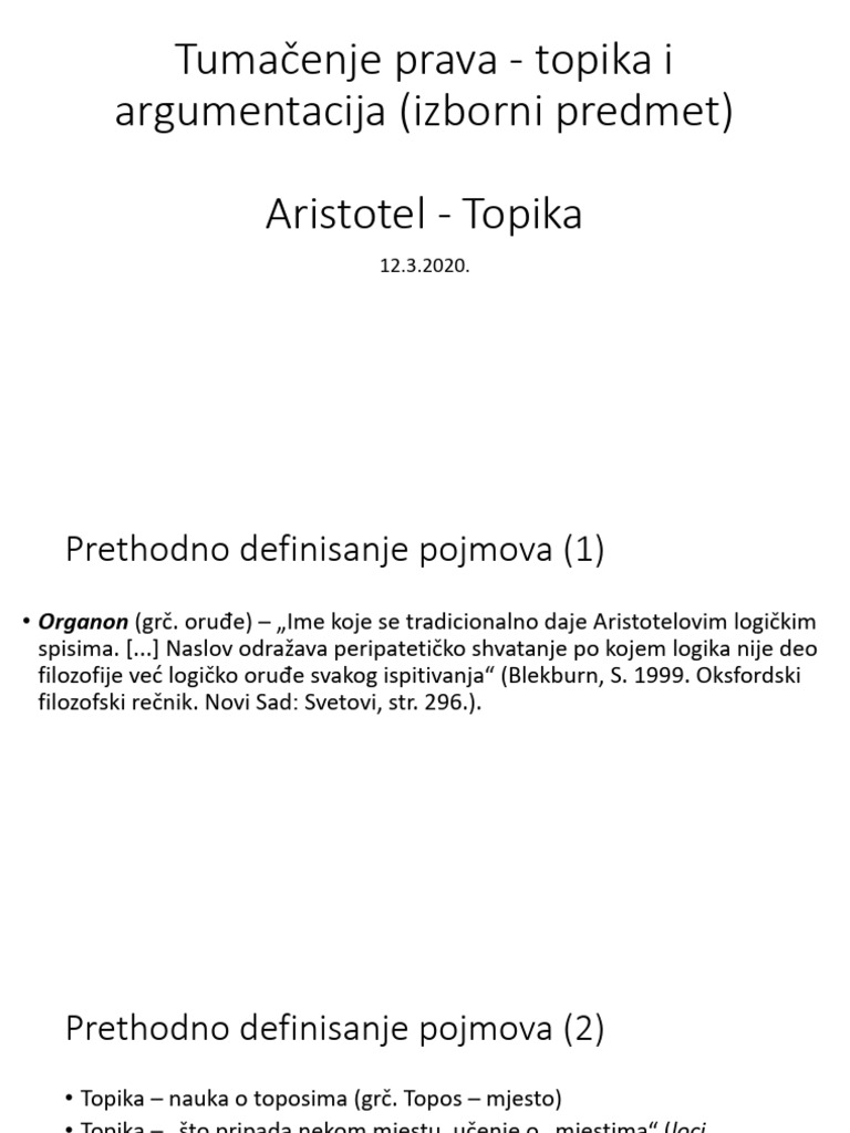 Aristotel Topika 12 3 | PDF