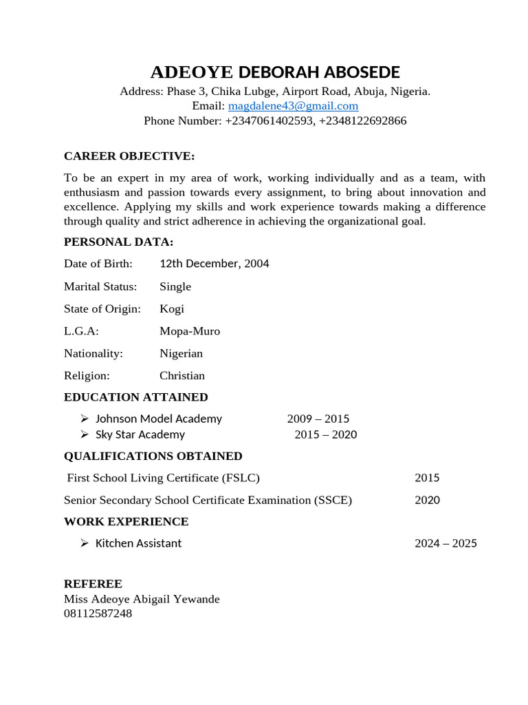 ADEOYE DEBORAH ABOSEDE | PDF